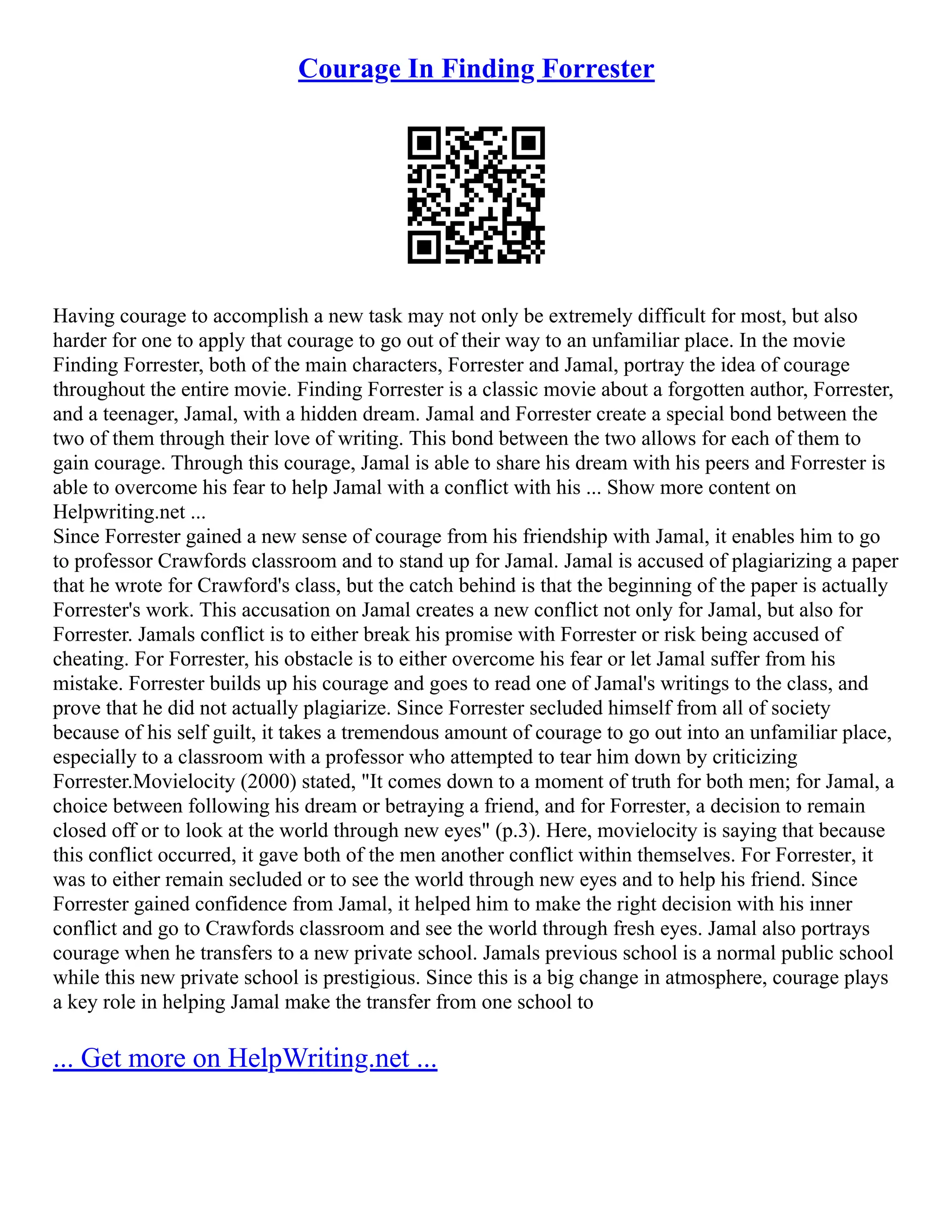 Courage In Finding Forrester | PDF