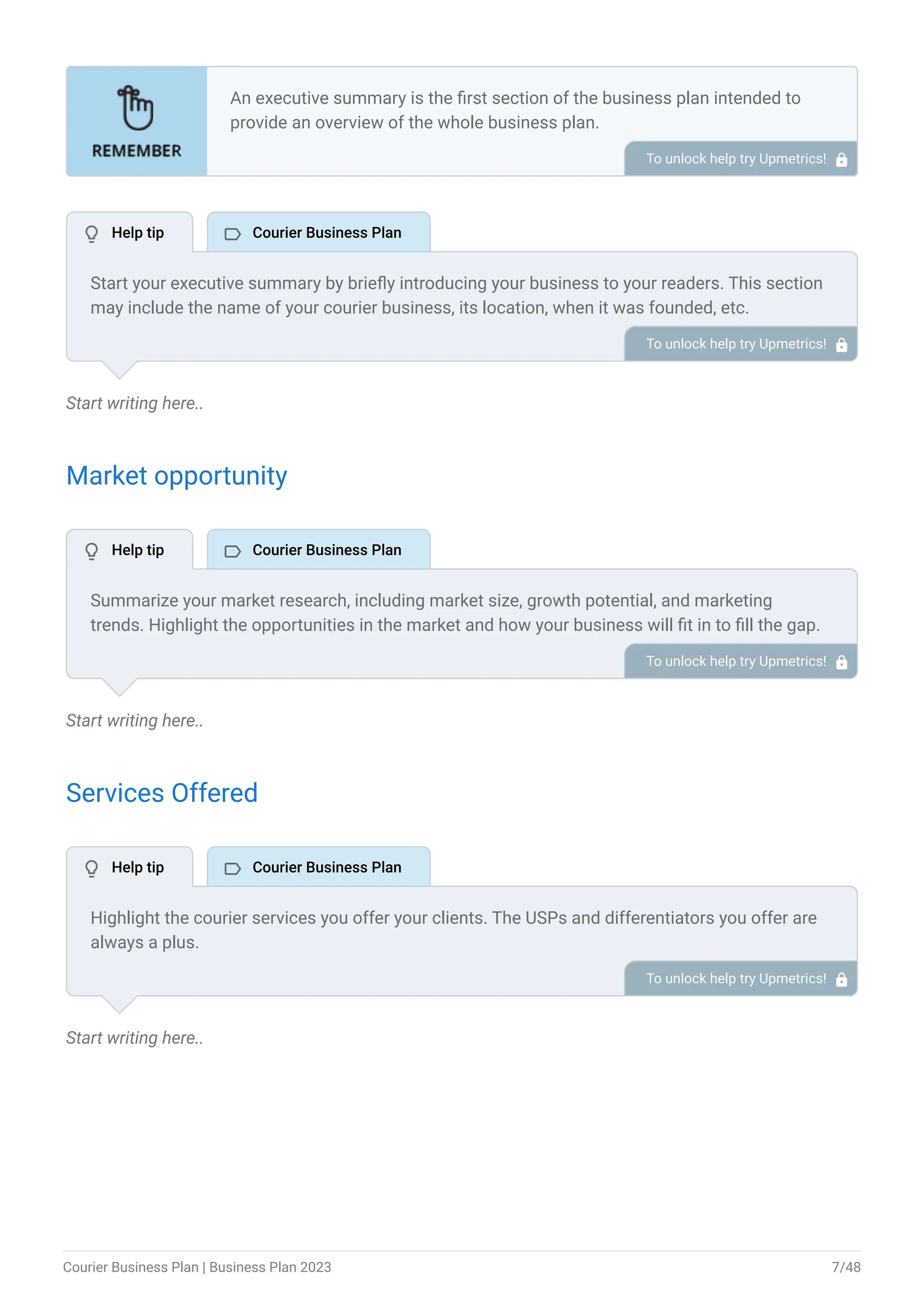 Courier Business Plan Example | Upmetrics | PDF