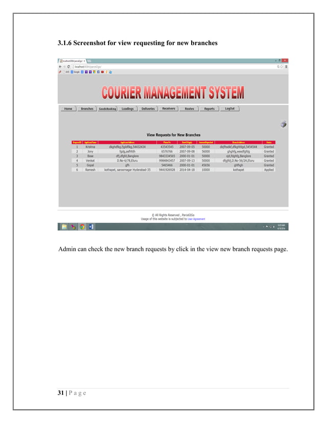 Courier management system project report.pdf | Logistics and Transportation Industry | Industries