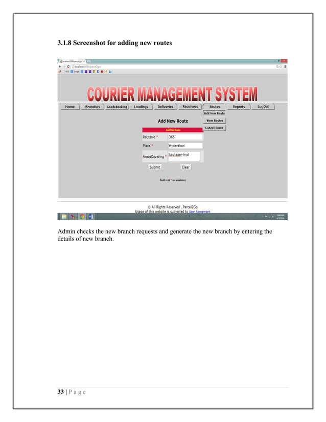 Courier management system project report.pdf | Logistics and Transportation Industry | Industries