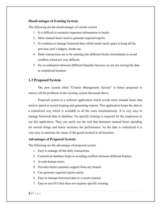 COURIER MANAGEMENT SYSTEM PROJECT REPORT. | PDF