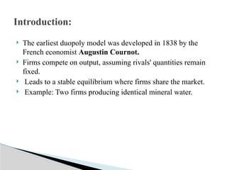 executive cournot model with proper illustration | PPT
