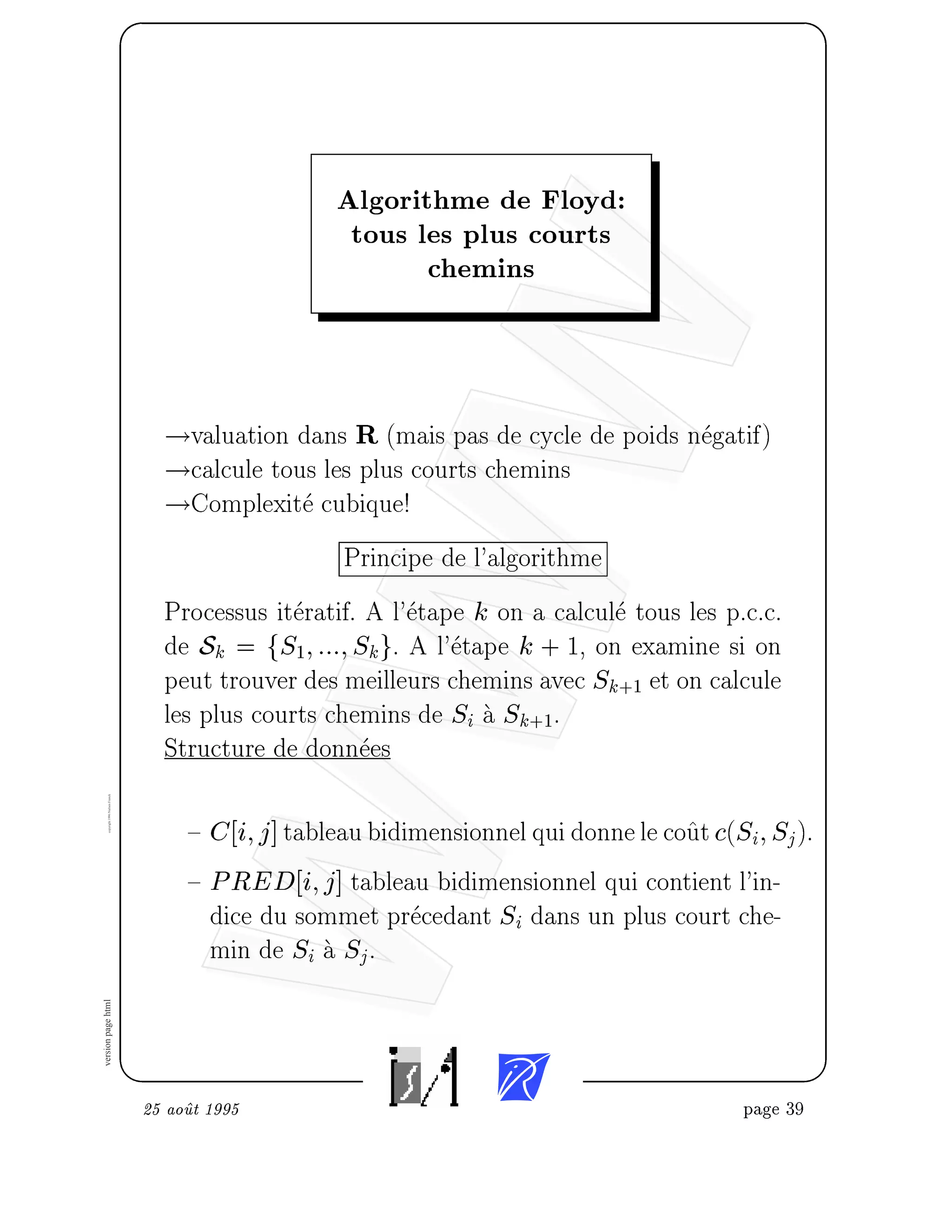 (ISIA 2) Cours d'algorithmique (1995) | PDF