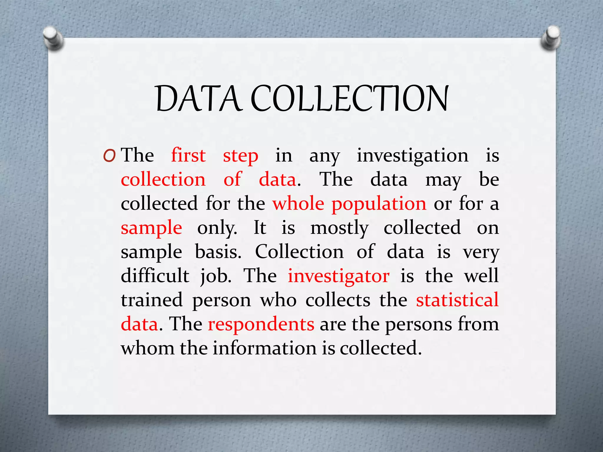 Data Collection in statistics(one topic) | PPT