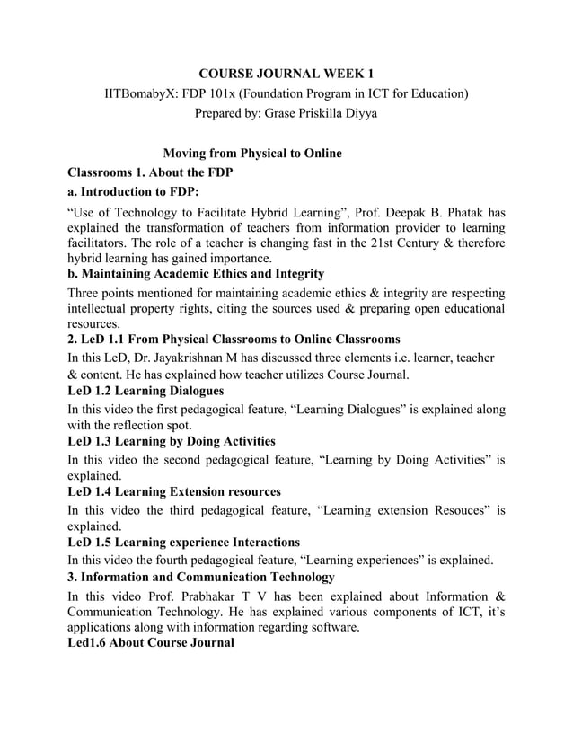 Course journal-week-1-4 | PDF
