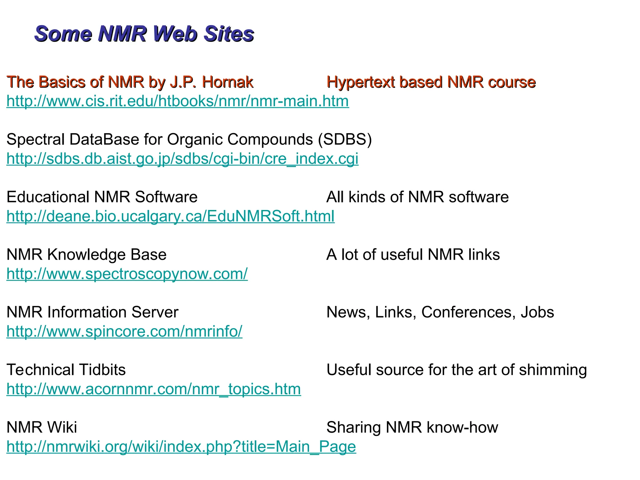 Nuclear Magnetic Resonance Spectroscopy (NMR) course-overview.ppt