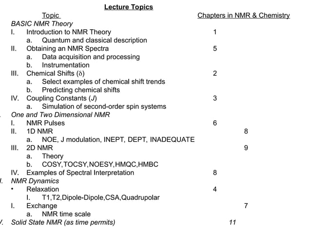 Nuclear Magnetic Resonance Spectroscopy (NMR) course-overview.ppt