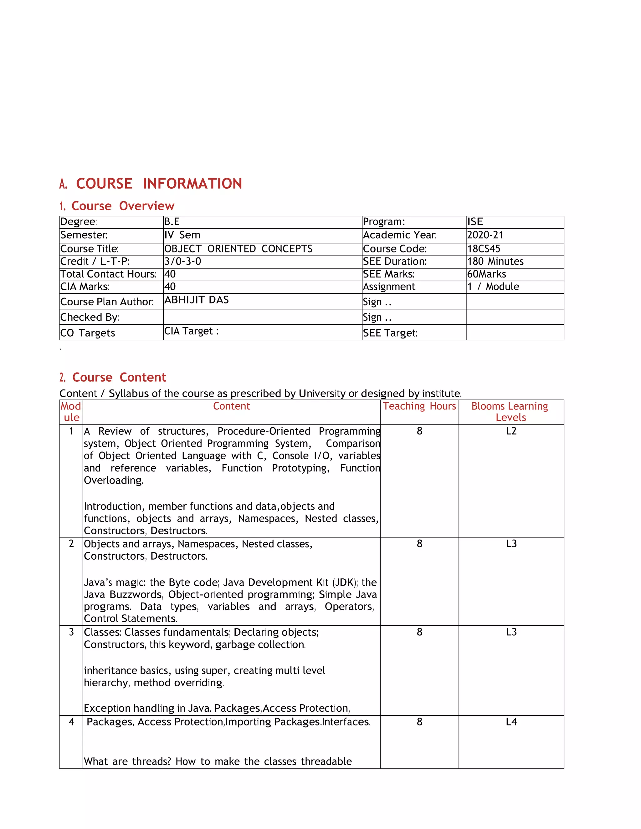 Course-Plan-Object Oriented Concept (18CS45)1.pdf