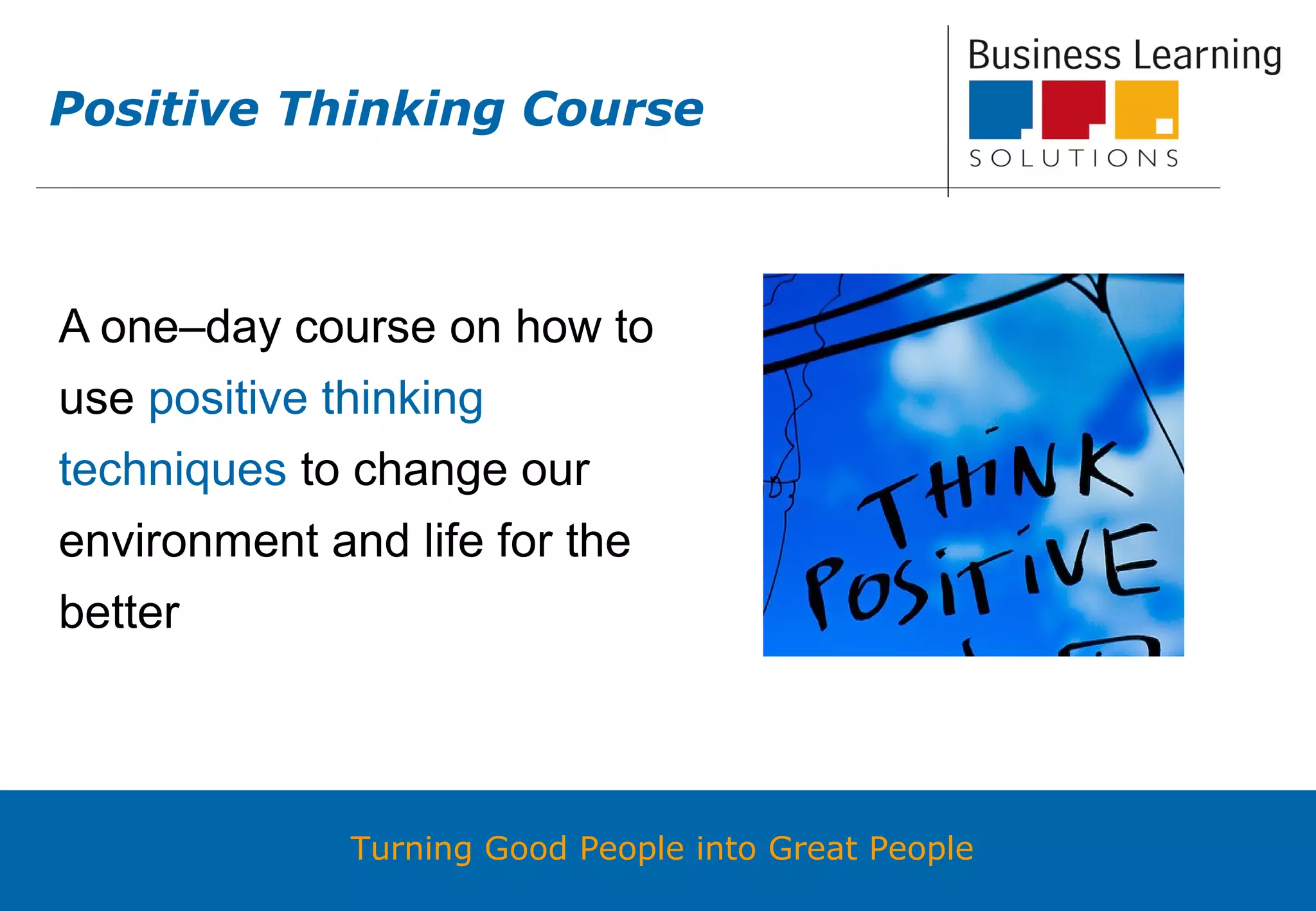 Training Course - Positive Thinking | PPT