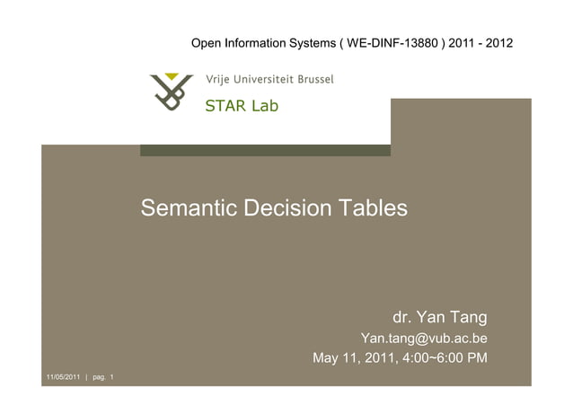 Course material: semantic decision tables for open information systems ...