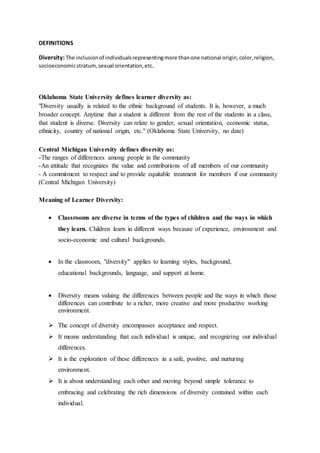 diversity (b.ed notes) COURSE 1 | DOCX