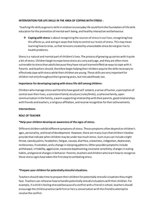 life skills interventions for coping with stress (b.ed notes) | DOCX