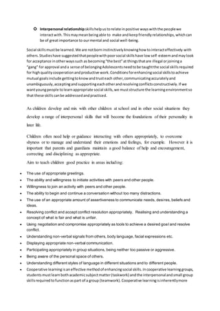 b.ed Course 1 interventions interpersonal skills | DOCX