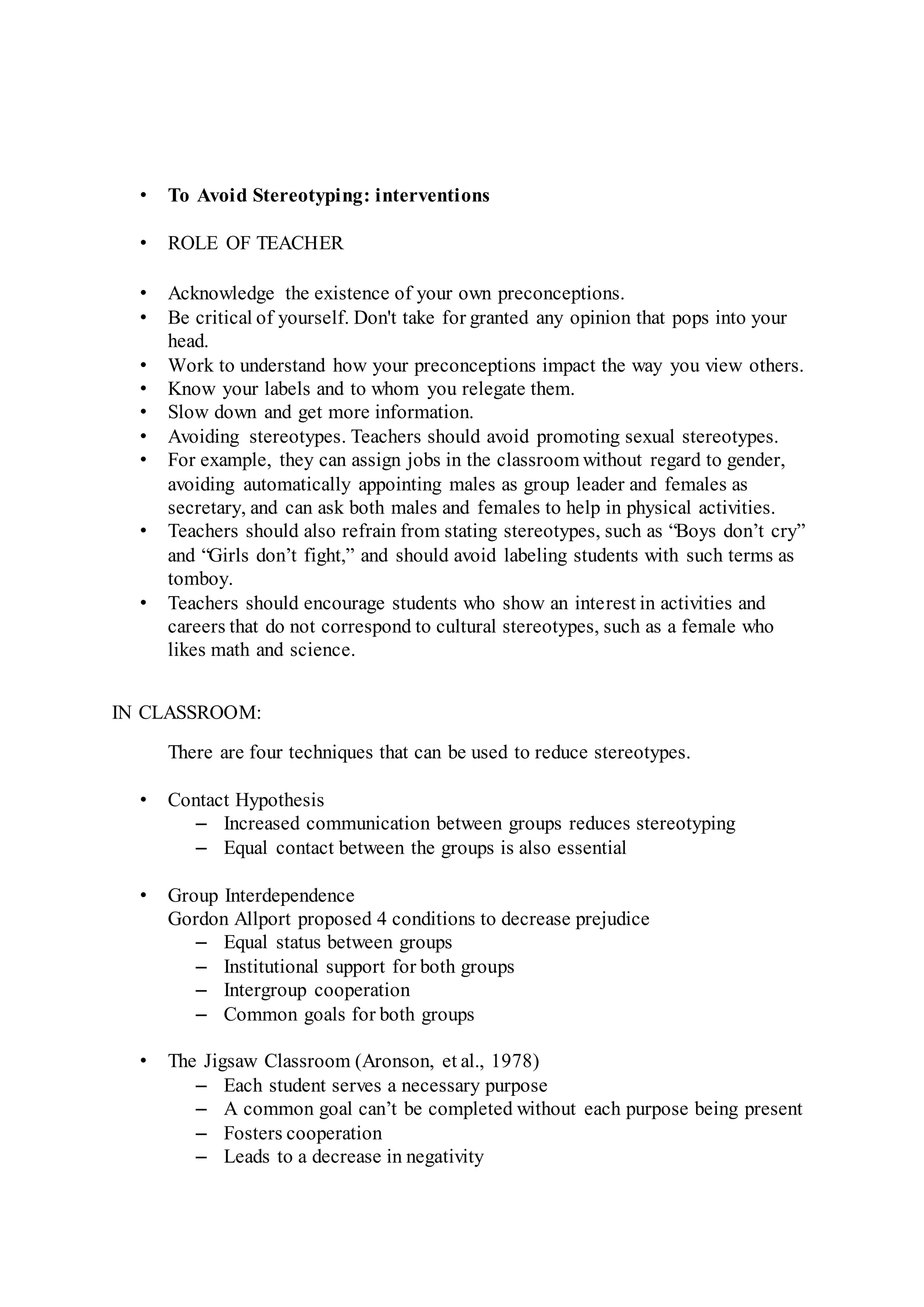 stereotyping B.ED Course 1 stereotyping | DOCX