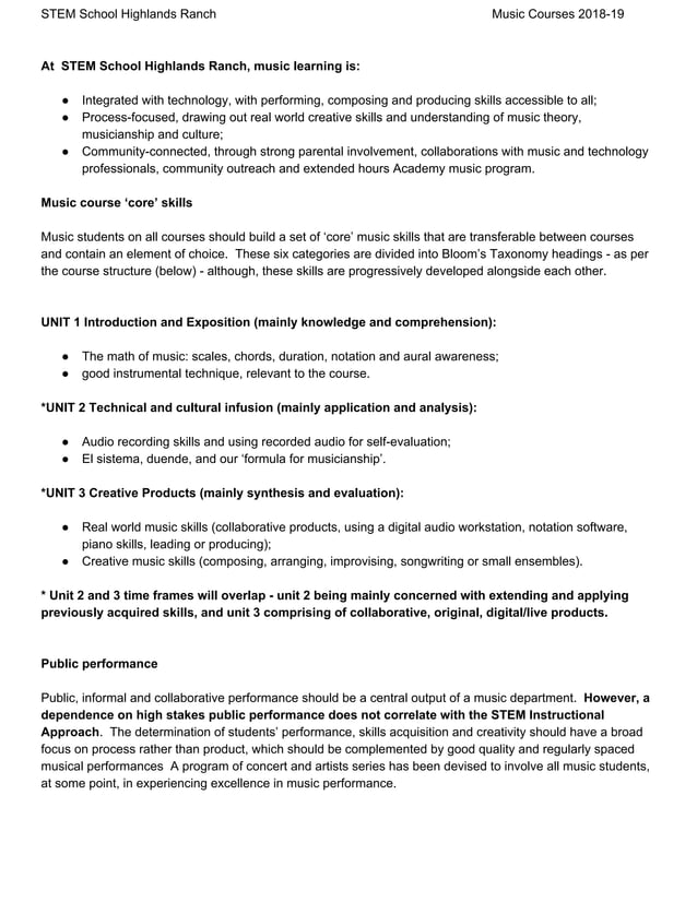 Music unit plans for secondary music, 2018 19 | PDF | Musicals | Genres