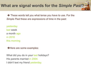 The simple past tense | PPTX