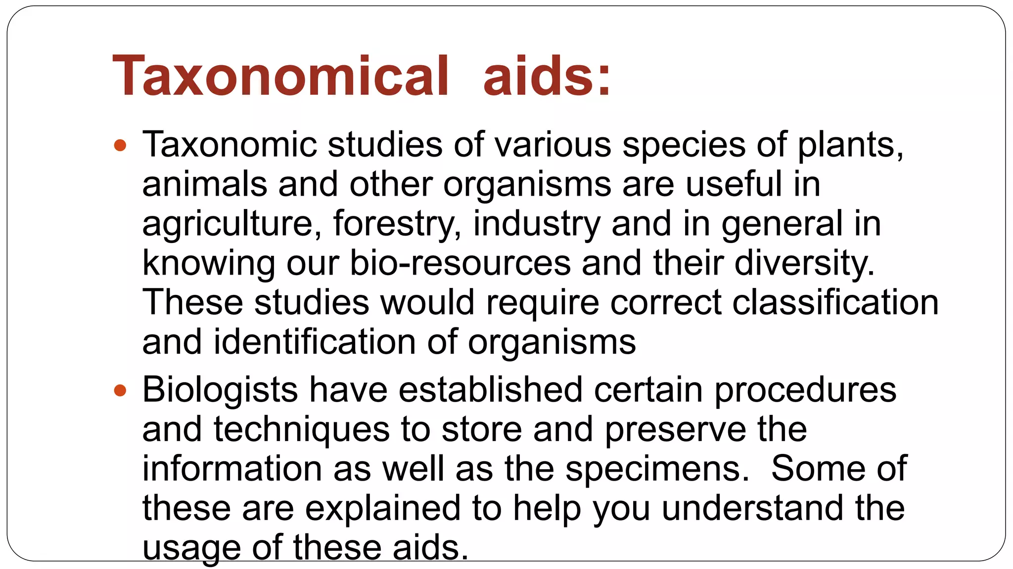 Taxonomical Aids | PPTX