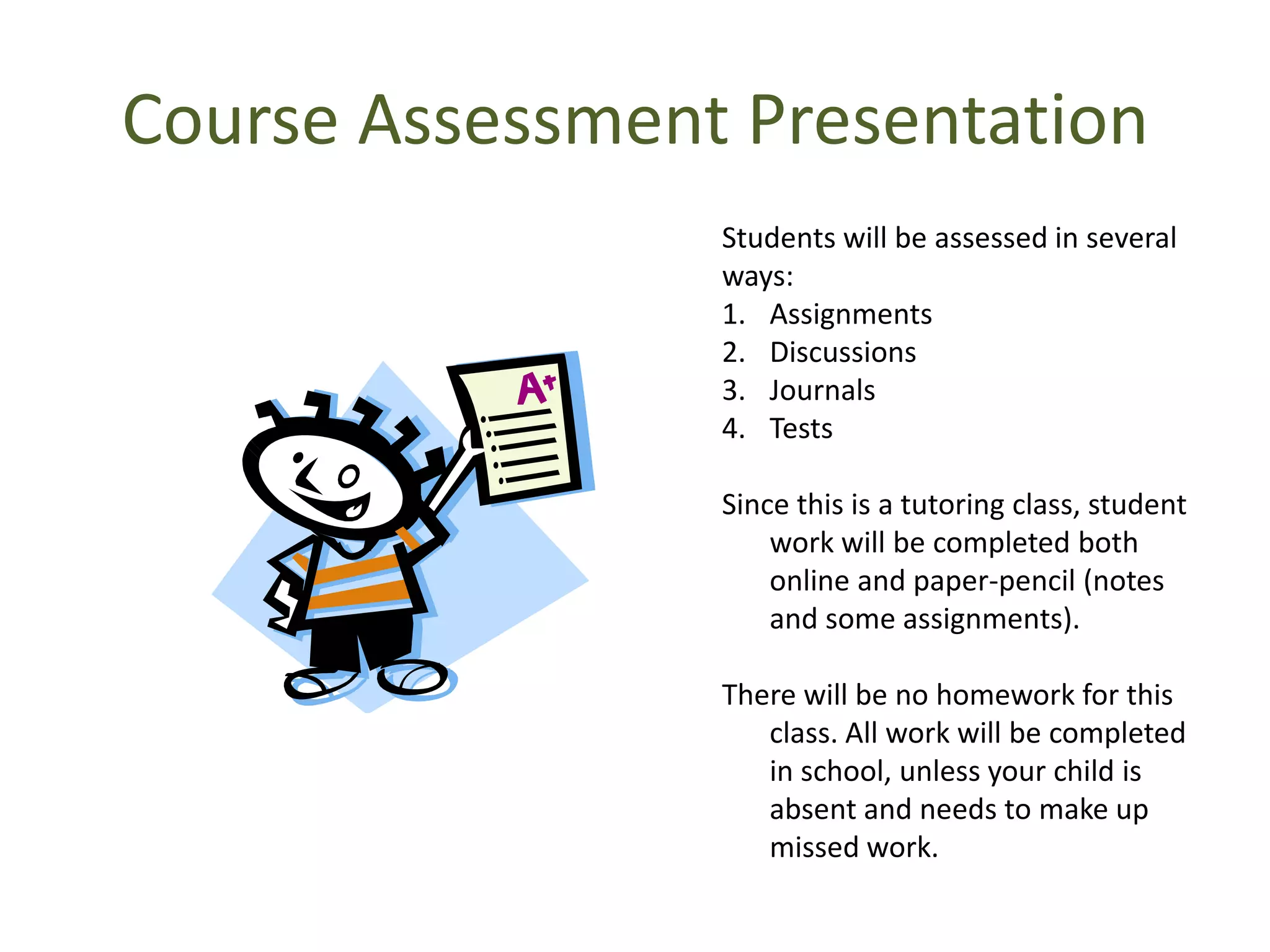 Course assessment presentation | PPT
