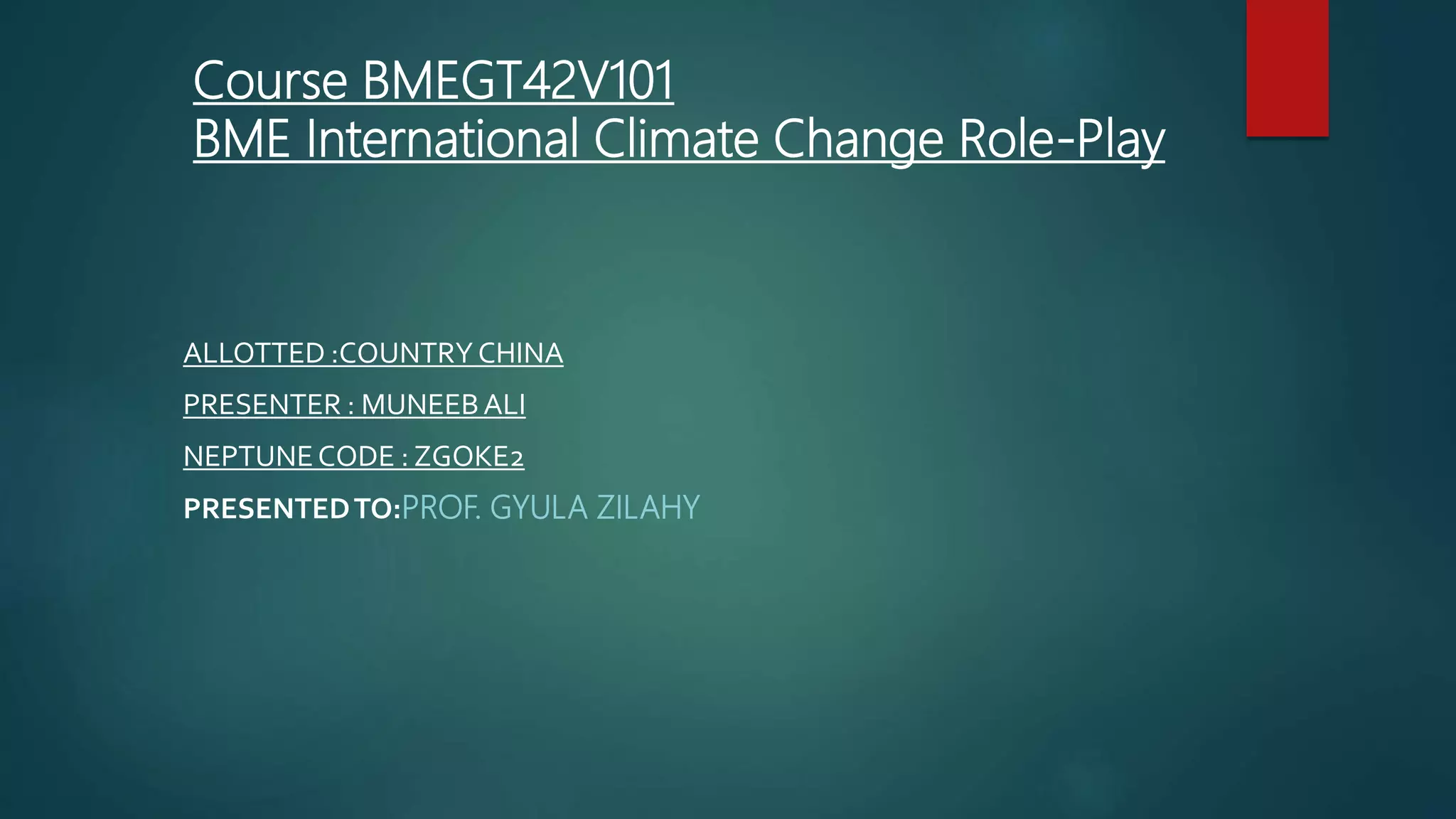 BME International Climate Change Role-Play | PPTX