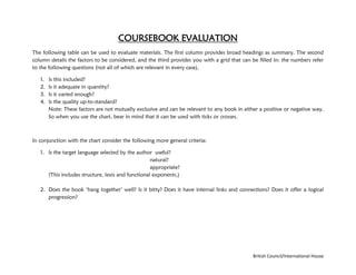 Coursebook Evaluation | PDF