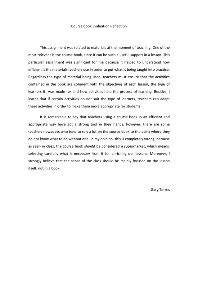 Coursebook Evaluation Reflection | DOCX