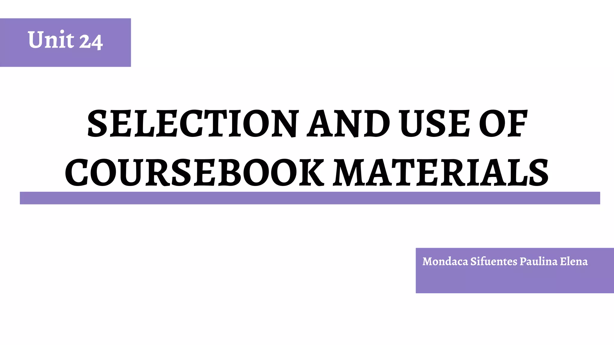 Coursebook materials | PPTX