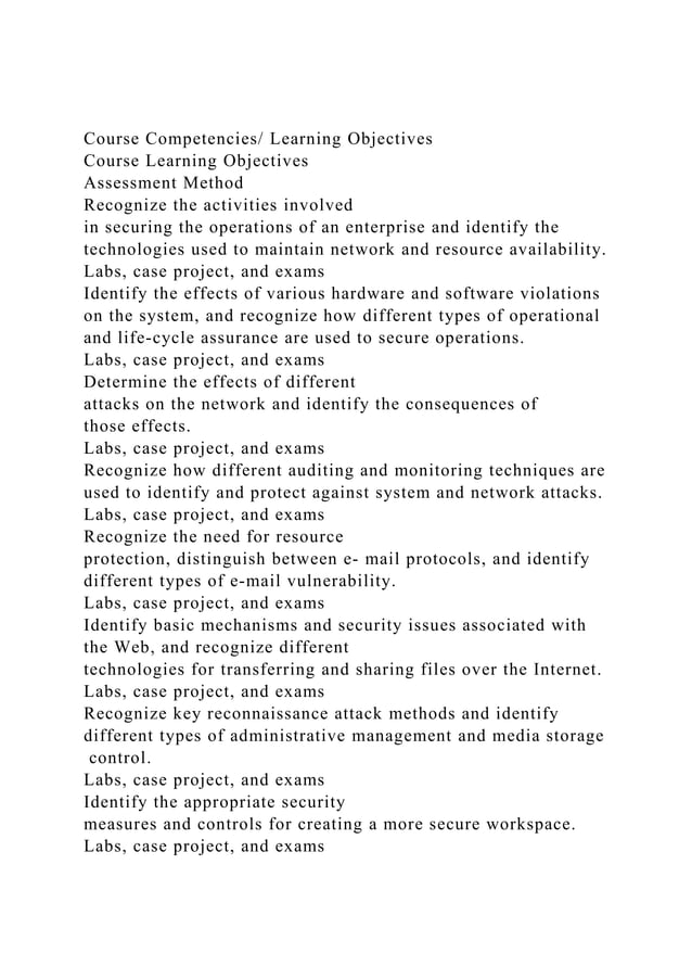 Course Competencies Learning ObjectivesCourse Learning Objectiv.docx