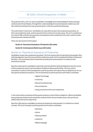 A2 Media Studies - Course content | PDF