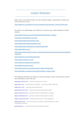 A2 Media Studies - Course content | PDF