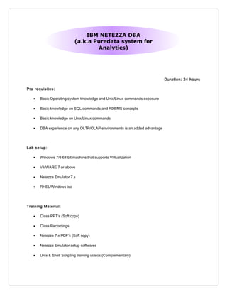 Course content (netezza dba) | DOC | Databases | Computer Software and Applications