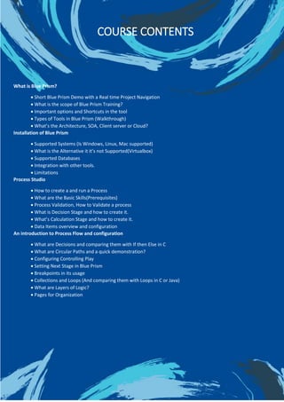 Blue Prism Training Brochure | PDF | Operating Systems | Computer ...