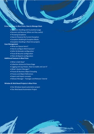 Blue Prism Training Brochure | PDF | Operating Systems | Computer ...