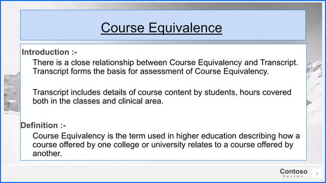 Course Equivalency, Transcript and Credit System. | PPTX | College ...