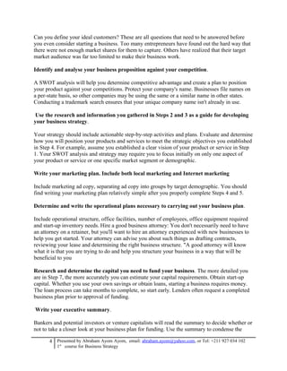 Course for business strategy use in setting up business and they ...