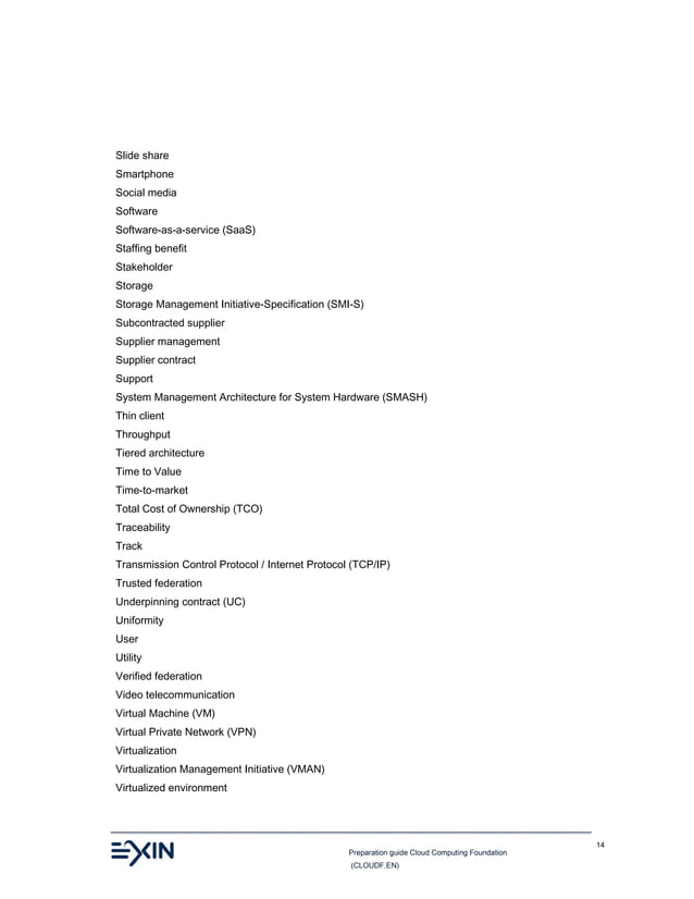 EXIN Cloud Computing Foundation basic training material | PDF