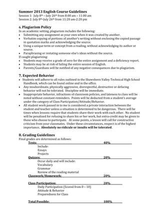 Course Guidelines/Expectations | DOCX