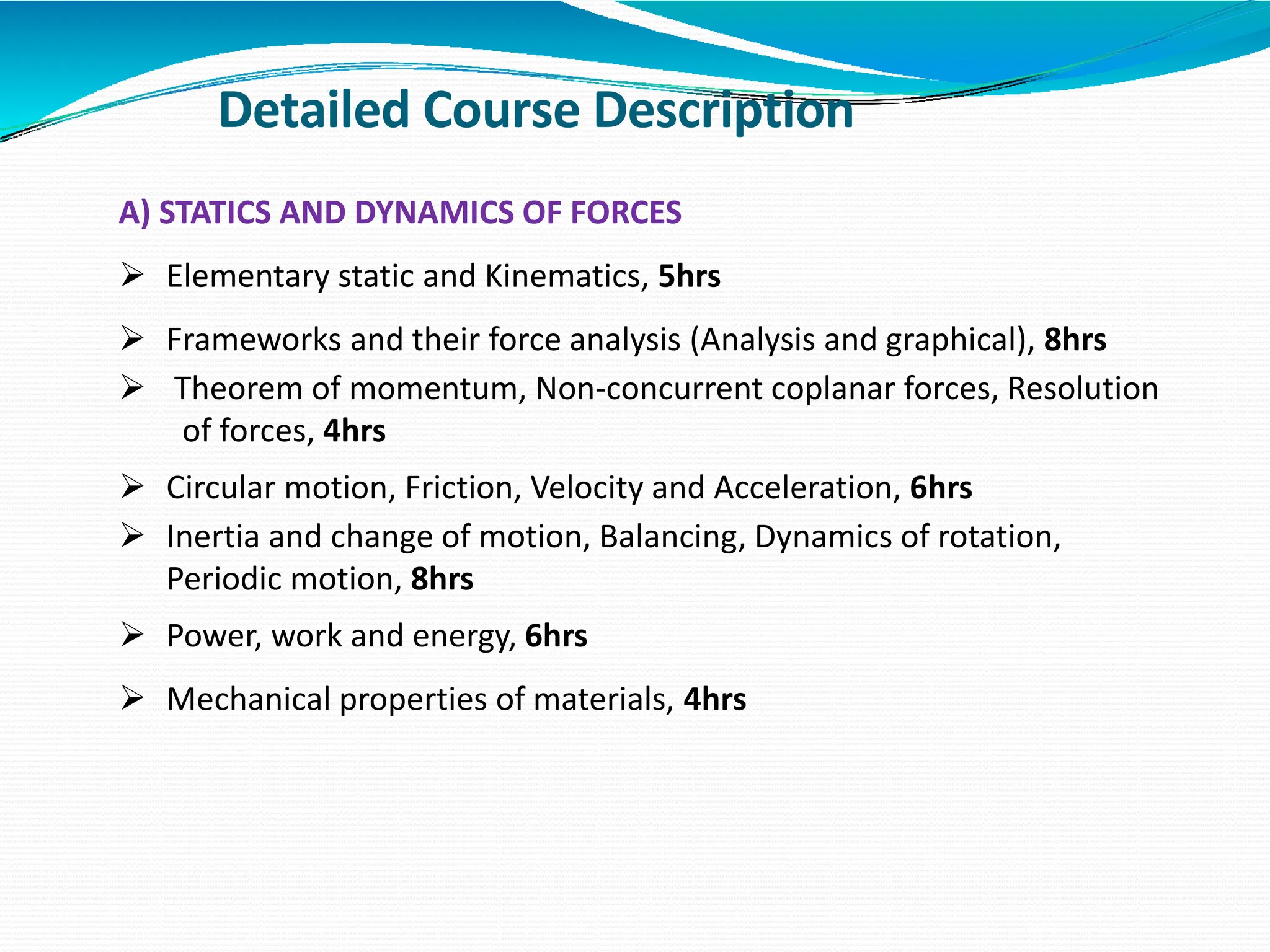 Course Introduction to mechanical engineering | PPT