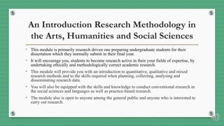 Course Introduction on Module on Research Methodology to the Arts ...