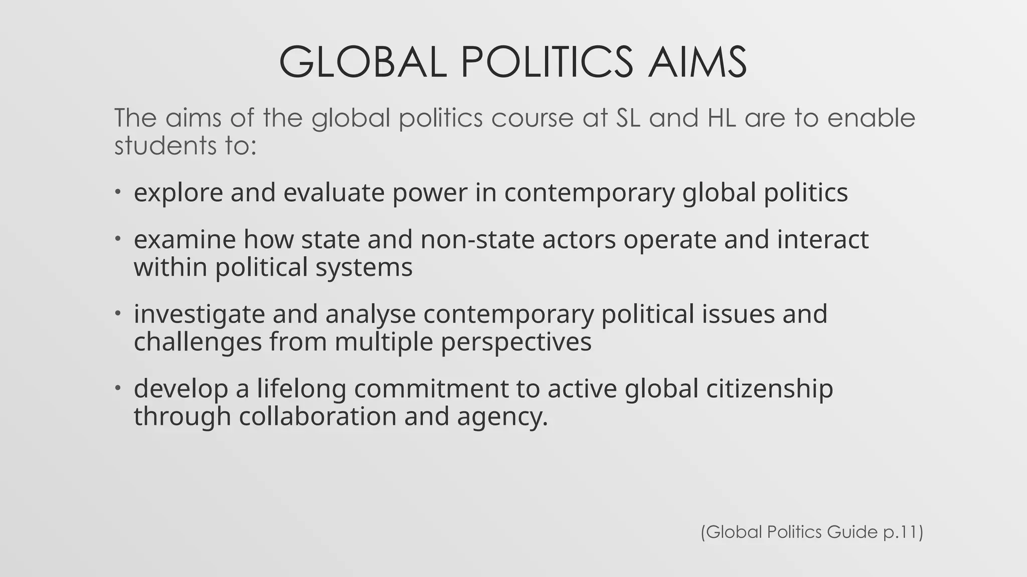 Global Politics Course Introduction 2024 | PPTX