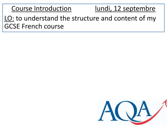 GCSE AQA French Course introduction | PPT