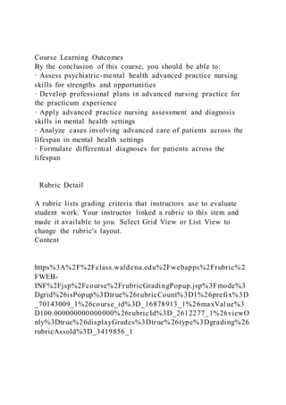 Course Learning OutcomesBy the conclusion of this course, you sh | PDF