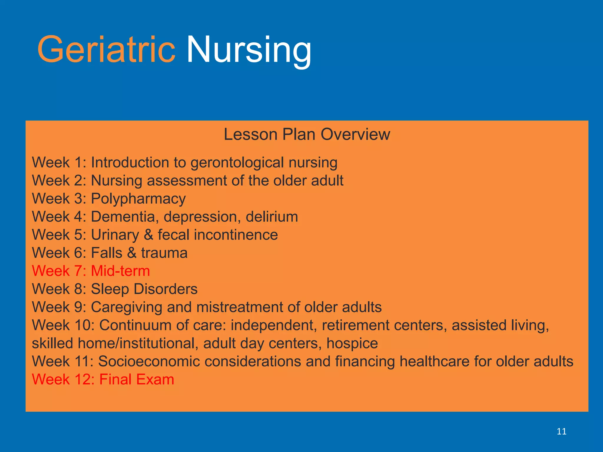 Geriatric Nursing Lesson Plan | PPTX