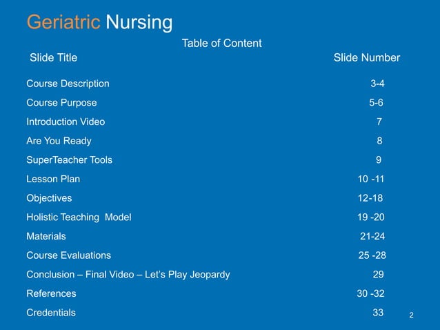 Geriatric Nursing Lesson Plan | PPTX | Senior Health | Healthy Living