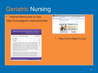 Geriatric Nursing Lesson Plan | PPTX