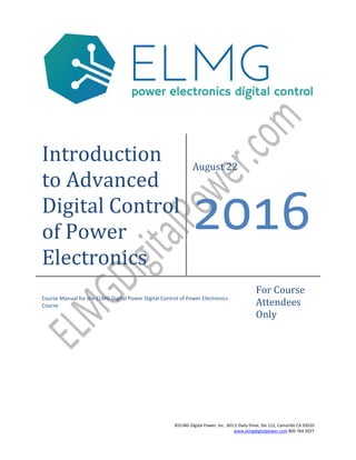 Digital Control of Power Electronics Course Manual Index | PDF