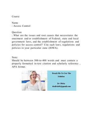 CourseName Access ControlQuestion What are the issues | PDF