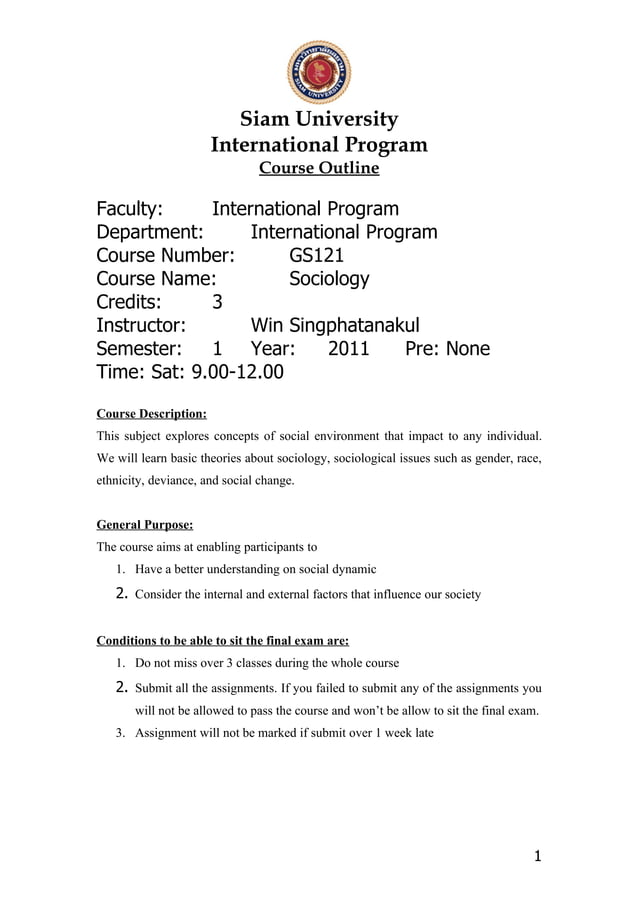 Course outline | DOC