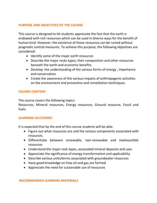 Course outline | PDF