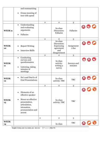 English 2 Course outline | PDF