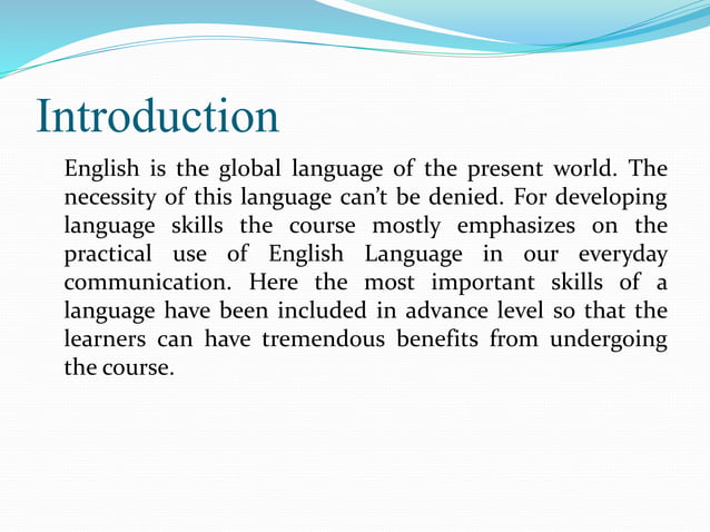 Course Details: English Language: Advance Level | PPT